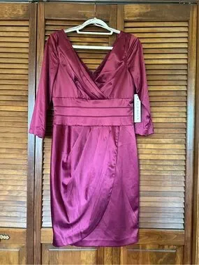 Kay Unger | Dresses | Bnwt Kay Unger Satin Wrapfront Cocktail Dress In ...